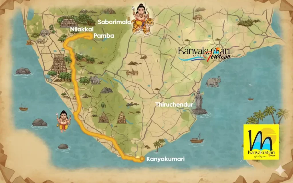 Sabarimala to Kanyakumari route map - Kanyakumari Tourist Places